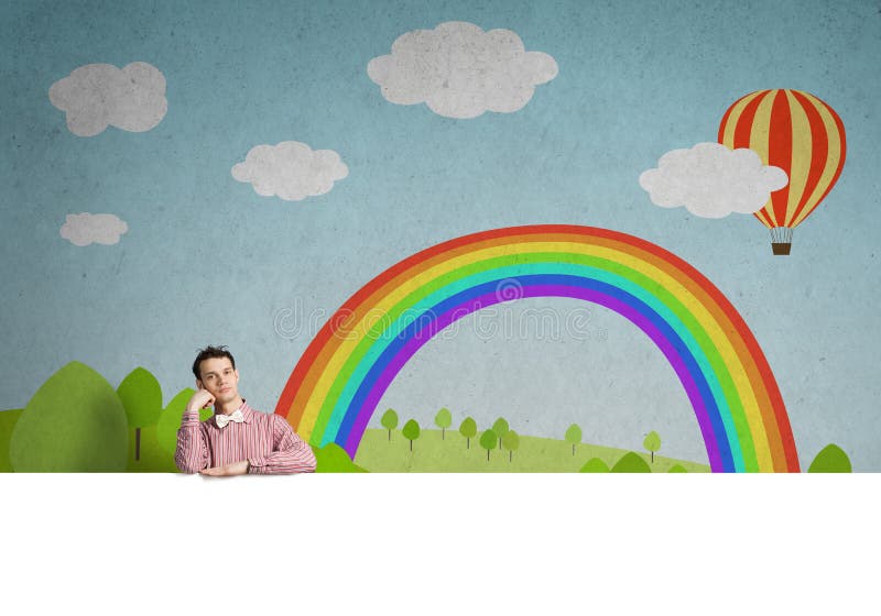 Bored man with banner stock image. Image of banner, placard - 71214451