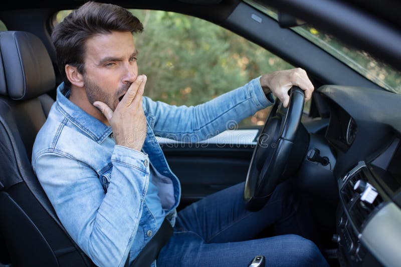 Bored Man in Car Stuck in Traffic Stock Image - Image of steering ...