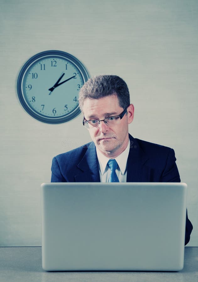Bored Man on Laptop Computer Stock Image - Image of male, weary: 12125037
