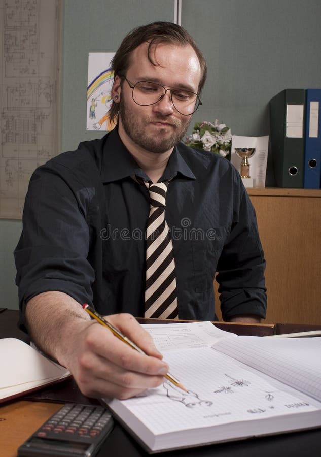 Bored man in office. stock photo. Image of humor, male - 13820642