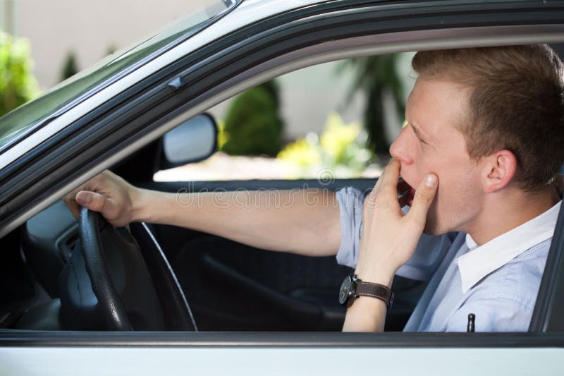 Bored Man Waiting in Traffic Jam Stock Image - Image of auto, sleepy ...