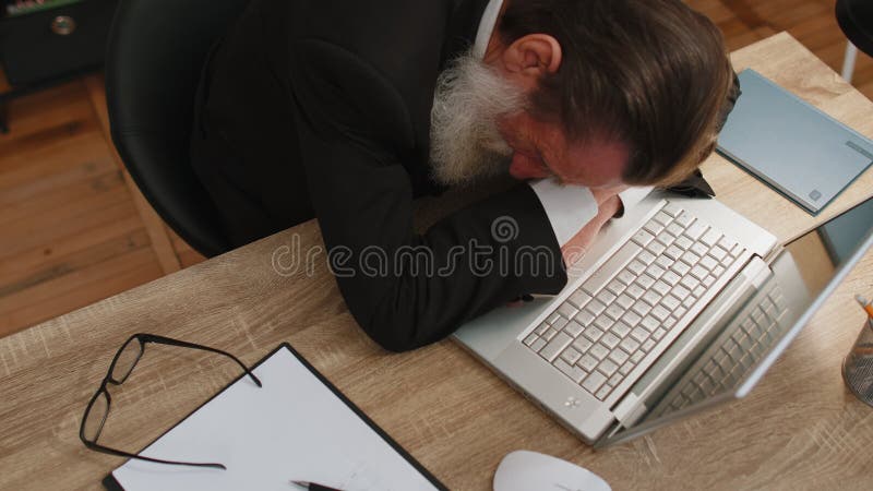Bored Sleepy Business Woman Worker Working On Laptop Computer Yawning