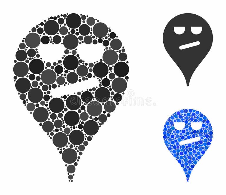 Bored Smiley Map Marker Mosaic Icon of Round Dots Stock Vector ...