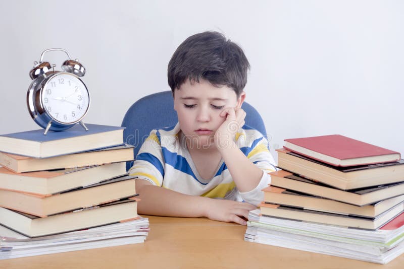 Boring schoolboy studying stock image. Image of book - 99824989