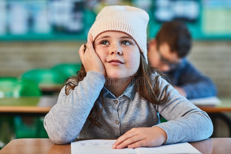 Bored, Student and Kid Thinking in Classroom for Education, Learning ...