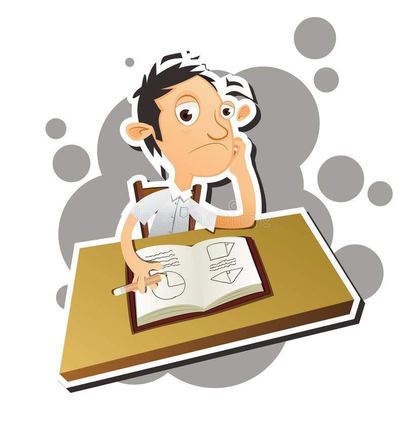 Bored Student Sitting at Desk in Classroom, Schoolboy Studying at ...
