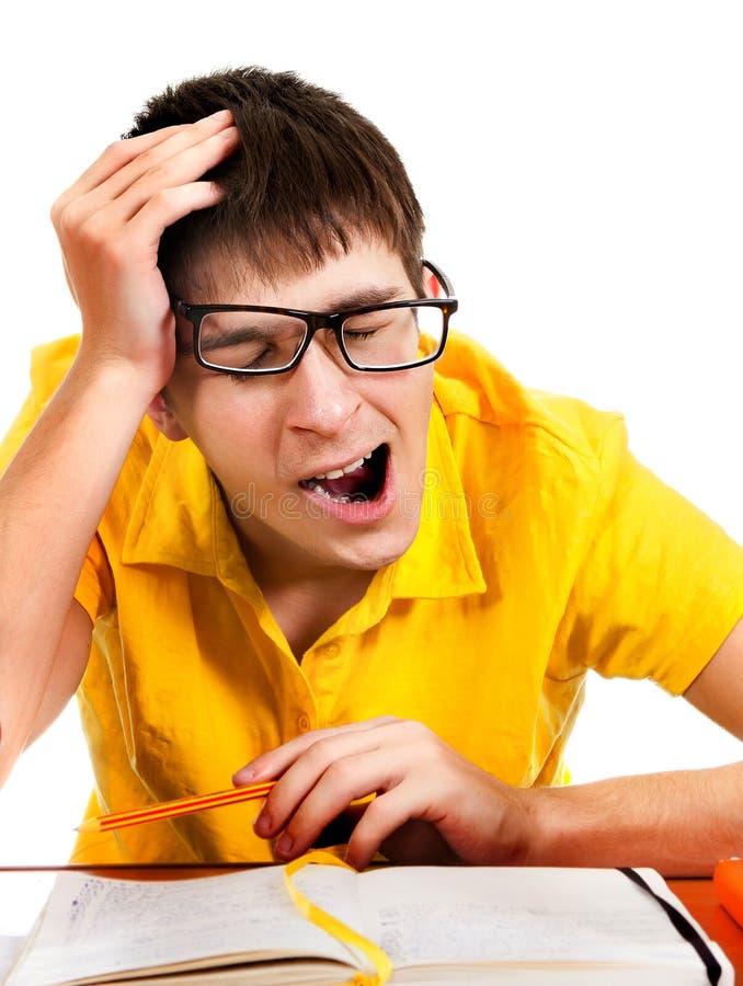 Bored Student yawning stock image. Image of sleepy, mouth - 128247437