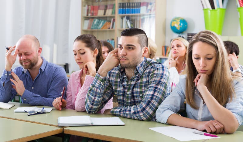 Bored Students Sitting at Lesson Stock Image - Image of male, class ...