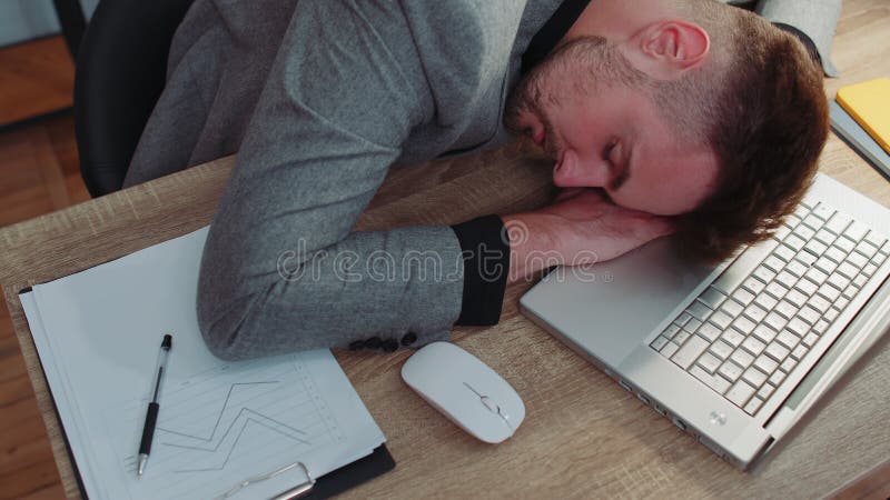 Bored Sleepy Business Woman Worker Working On Laptop Computer Yawning