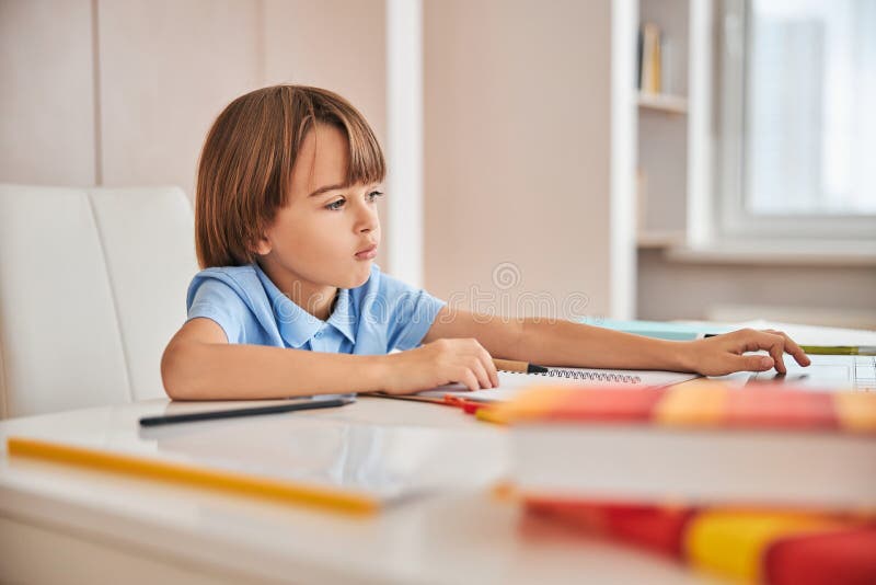Too Much Homework Makes Kids Tired in Quarantine Stock Image - Image of ...