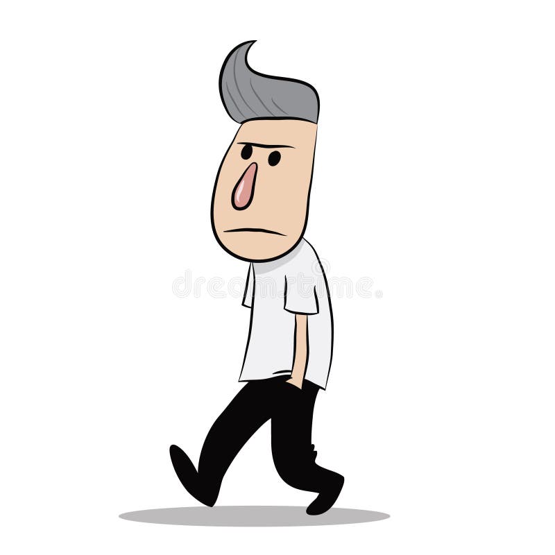 Bored white guy walking stock vector. Illustration of pupil - 183974529
