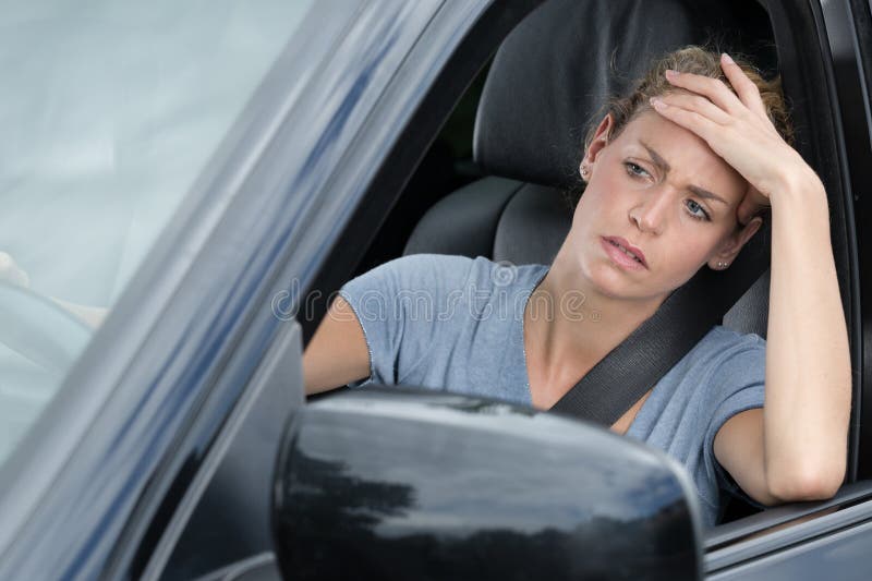Bored woman in car stock image. Image of frustration - 335183755