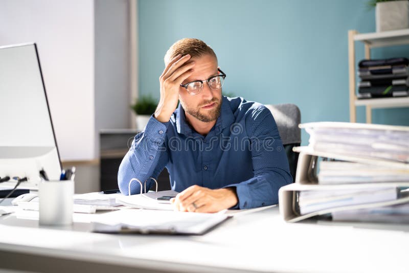 Bored Workaholic Accountant Businessman Stock Image - Image of hangover ...