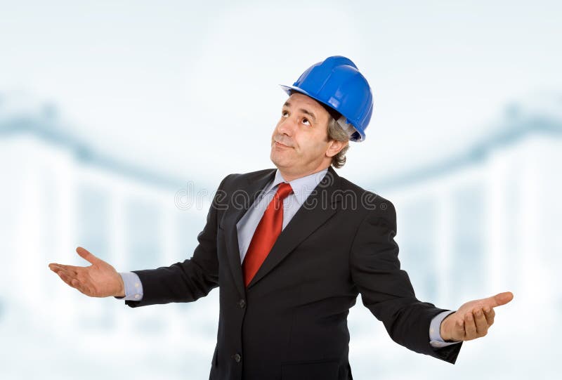 Worried Engineer Holding His Head Stock Photo - Image of hardhat ...