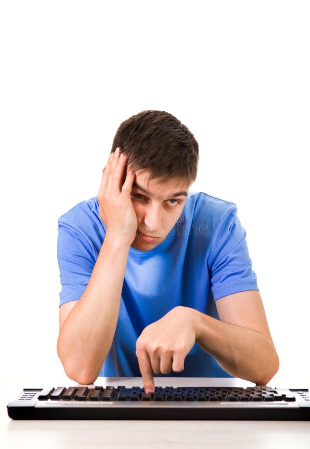 Bored Kid with Laptop stock photo. Image of isolated - 45367564