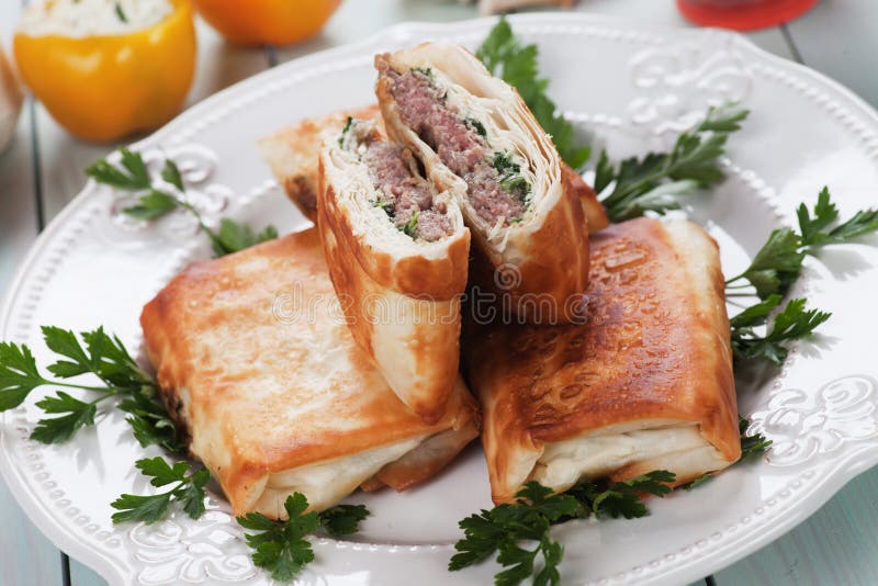 Borek burger stock photo. Image of phyllo, filled, minced - 64645474