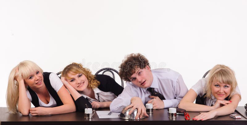 Boring Business Team Sit Together at Office Stock Image - Image of ...