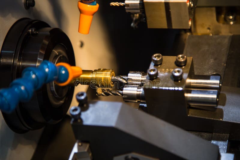 CNC Lathing machine stock photo. Image of brass, lathing - 105285372