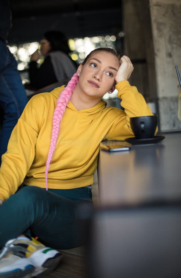 Boring day stock image. Image of cell, drink, blonde - 185742553