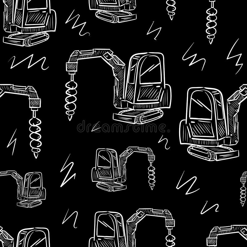 Boring Machine Black Seamless Texture Stock Vector - Illustration of ...