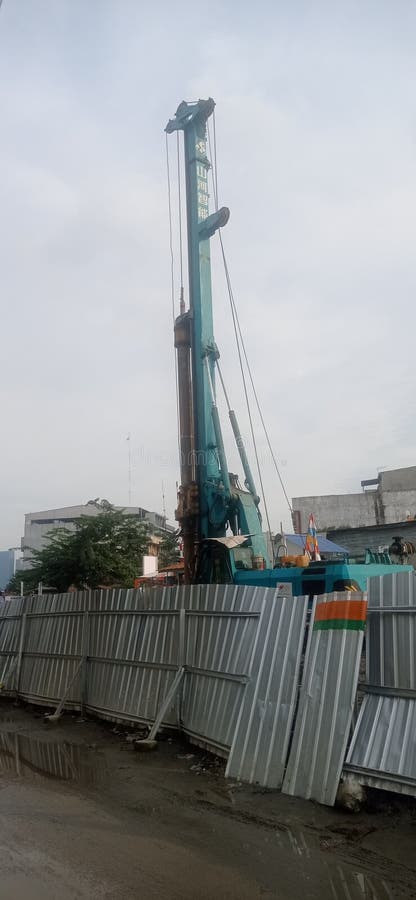 A Boring Machine Makes a Hole for Construction Pile of Elevated ...