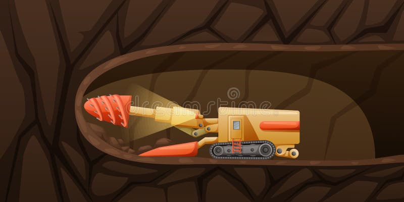 Boring Machine Mine Composition Stock Vector - Illustration of dark ...