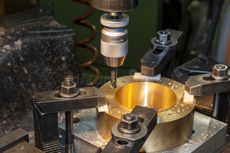 The Boring Operation the Brass Part with NC Milling Machine Stock Photo ...