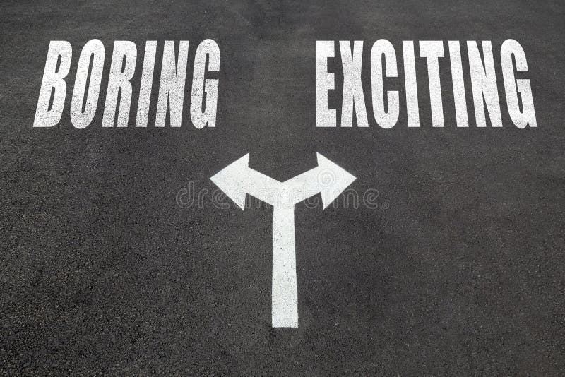 Boring And Exciting On Signposts Stock Image - Image of letters, blue ...