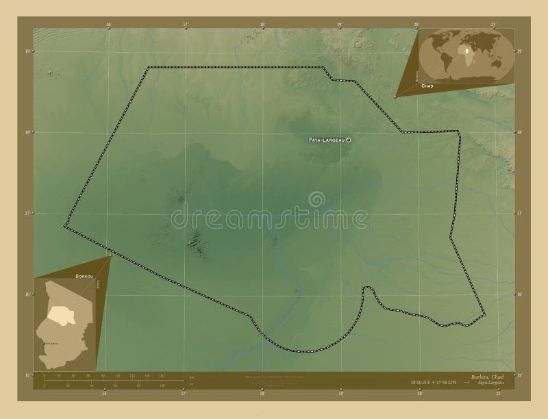 Borkou, Chad. Physical. Labelled Points of Cities Stock Illustration ...