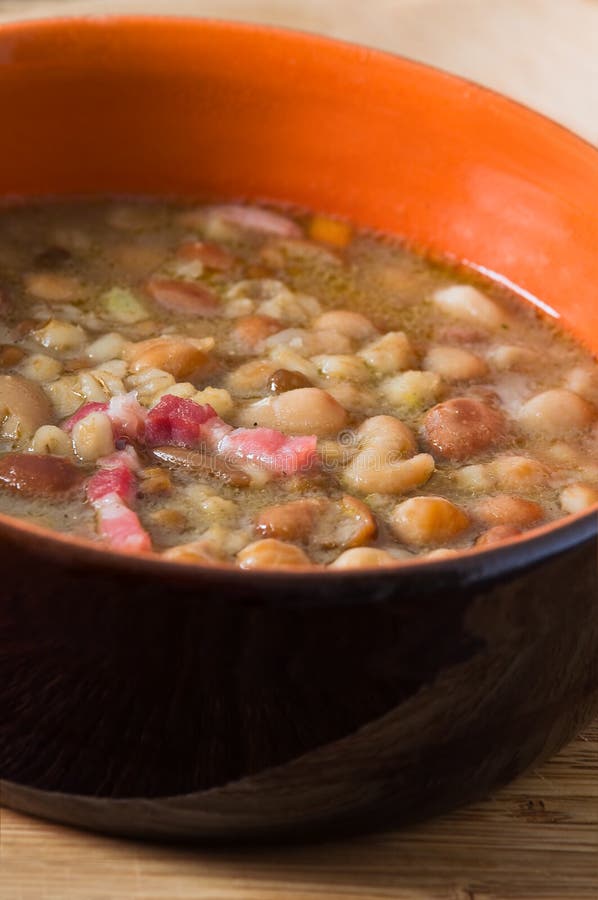 Borlotti Bean and Spelt Soup. Stock Image - Image of bacon, eating ...