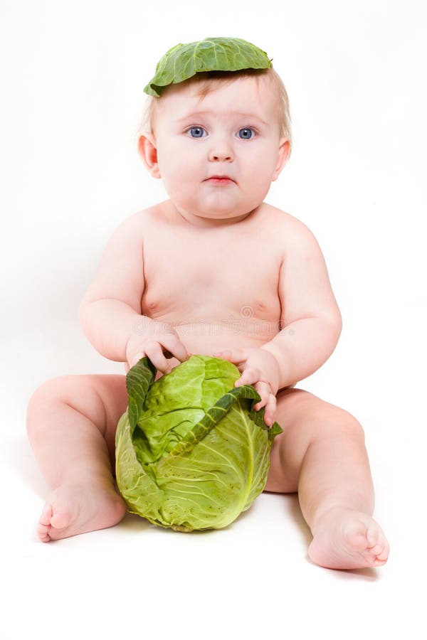 Baby born from cabbage stock photo. Image of closeup, daughter - 1458202