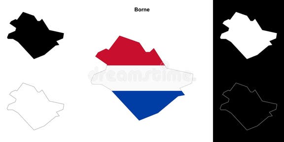 Borne outline map stock vector. Illustration of municipality - 385787120