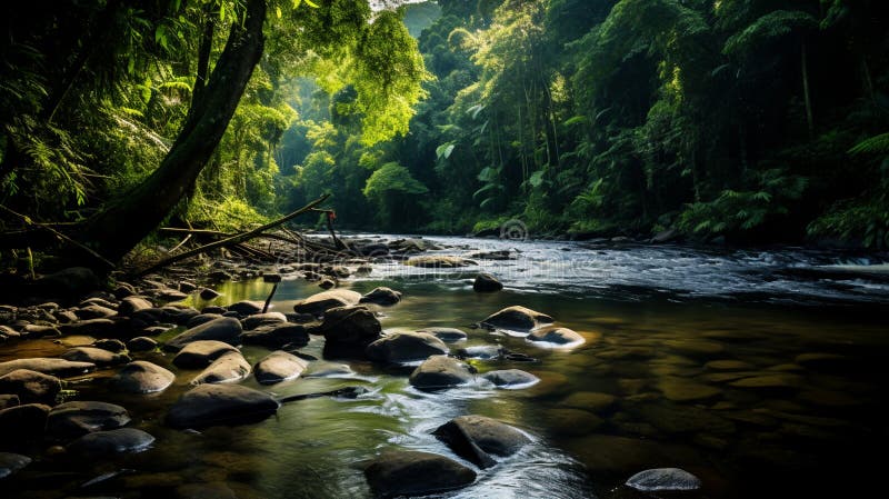 Borneo Black Water River Nature Beauty, AI Generative Stock ...