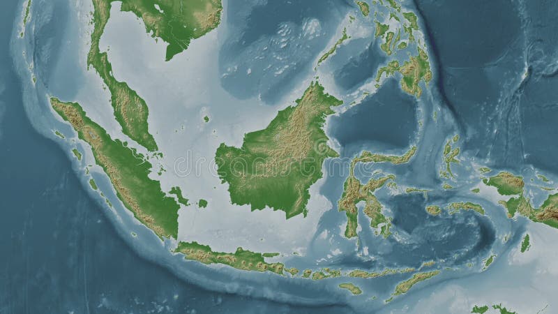 Borneo Island in the Makassar Strait. Physical Map. Slide Stock Video ...