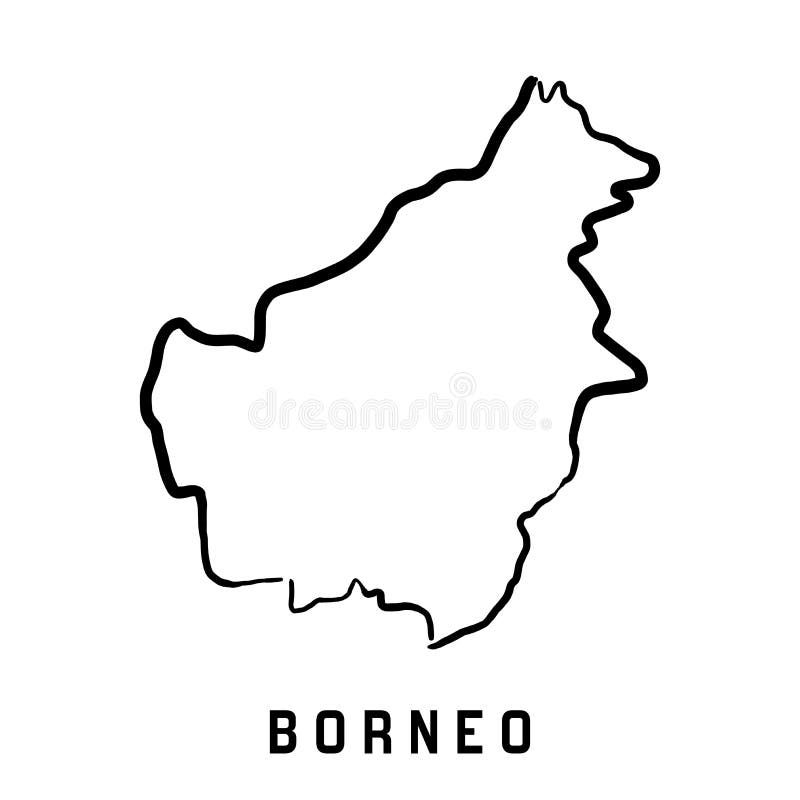 Borneo Island Simple Outline Vector Map Stock Vector - Illustration of ...