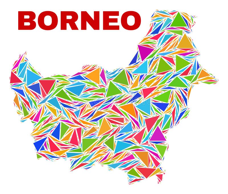 Borneo Map - Mosaic of Color Triangles Stock Vector - Illustration of ...