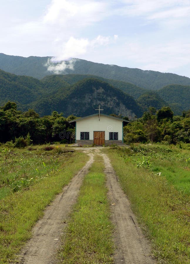 Borneo. Remote Christian Church Stock Image - Image of asia, clouds ...
