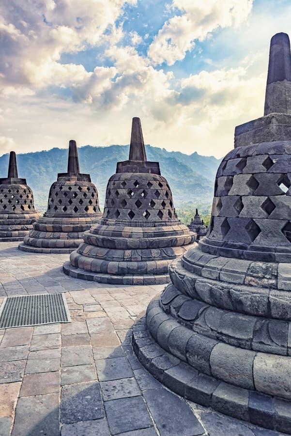 Borobudur Complex in Central Java, Indonesia Stock Photo - Image of ...