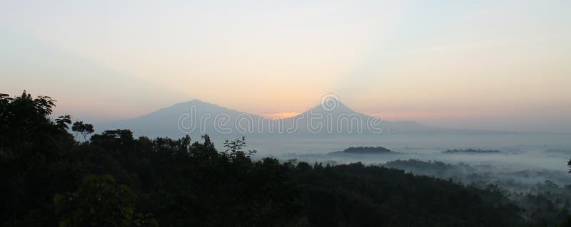 Borobudur Countryside, Java Stock Photo - Image of sunrise, twilight ...
