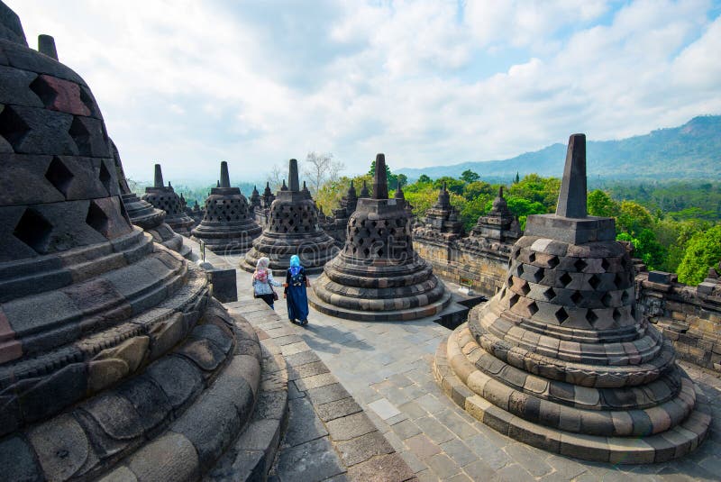 Borobudur, Greatest Buddhist Temple - Central Java, Indonesia. Stock ...