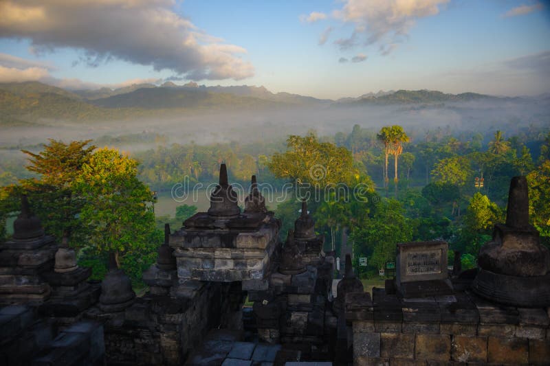 Borobudur Sunrise stock photo. Image of ritual, ruin - 83704224