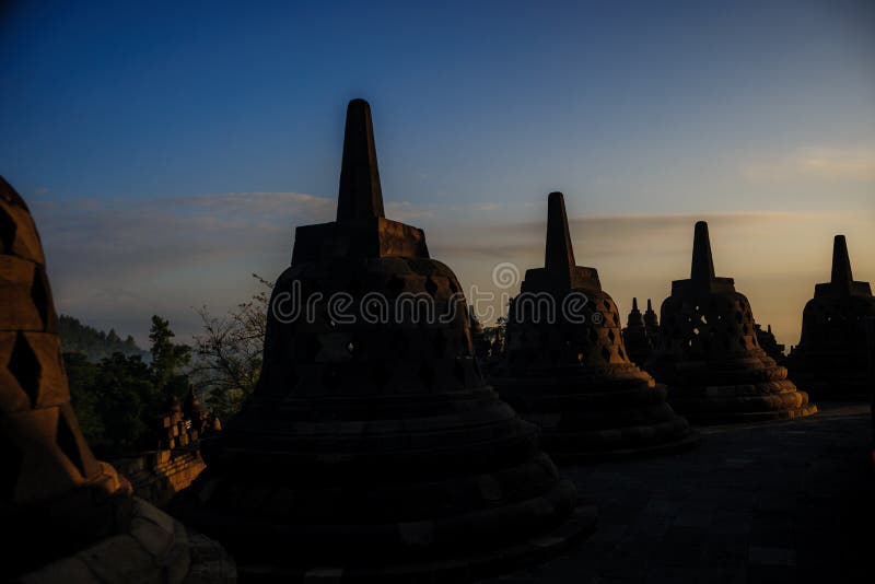 Borobudur Sunrise, Java, Indonesia Stock Image - Image of temple ...