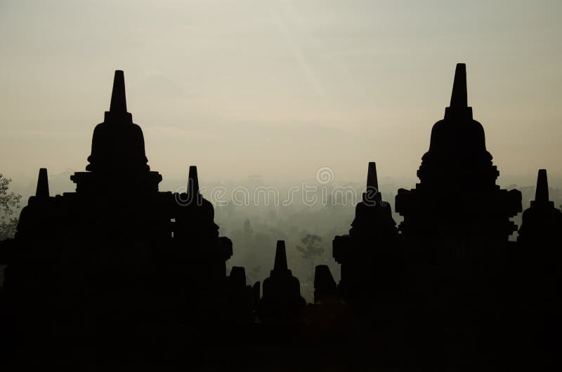 Borobudur Sunrise stock image. Image of culture, silhouette - 83705855