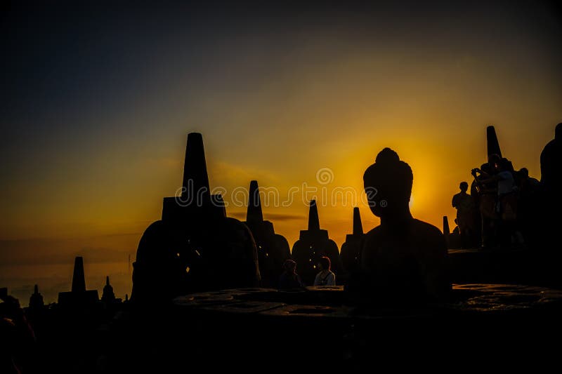 Borobudur Sunrise, Unesco World Heritage Site, Java Stock Photo - Image ...