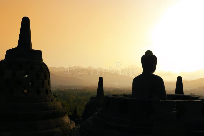 Borobudur at Sunset, Java, Indonesia Stock Image - Image of religion ...