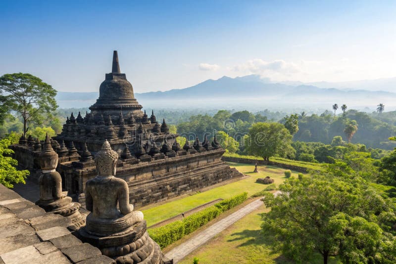 Borobudur Temple in Central Java Indonesia Stock Illustration ...