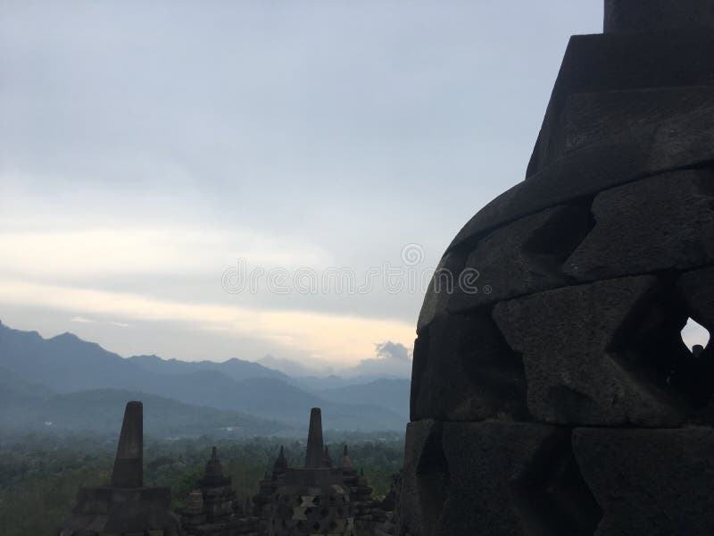 Borobudur Temple in Java, Indonesia on Cloudy Day. Stock Photo - Image ...