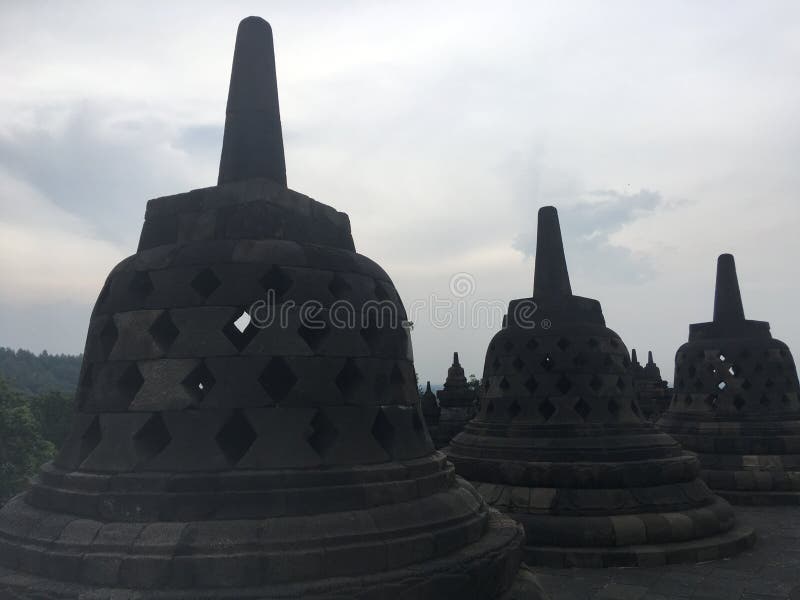 Borobudur Temple in Java, Indonesia on Cloudy Day. Stock Photo - Image ...
