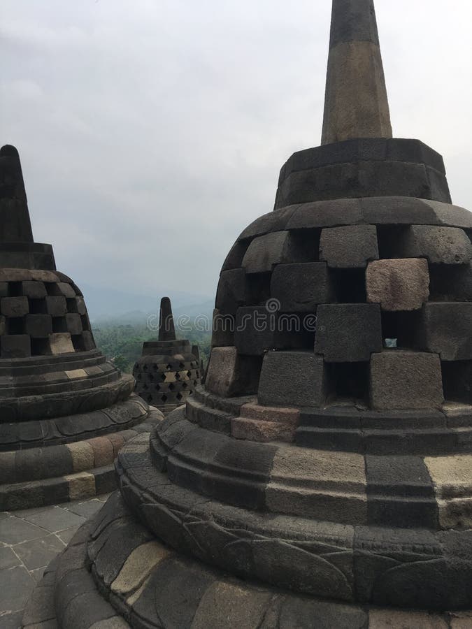 Borobudur Temple in Java, Indonesia on Cloudy Day. Stock Image - Image ...