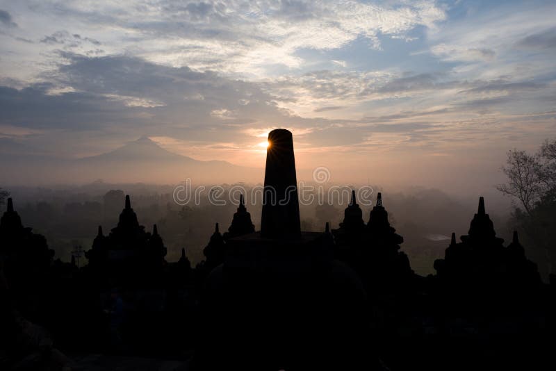 The Borobudur Temple at Sunrise Stock Photo - Image of civilization ...
